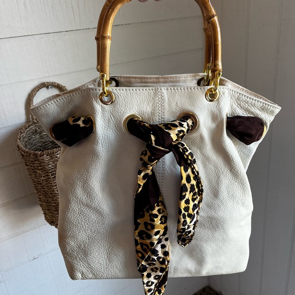 Bags | Vintage Ivory Leather Tote Purse | Poshmark